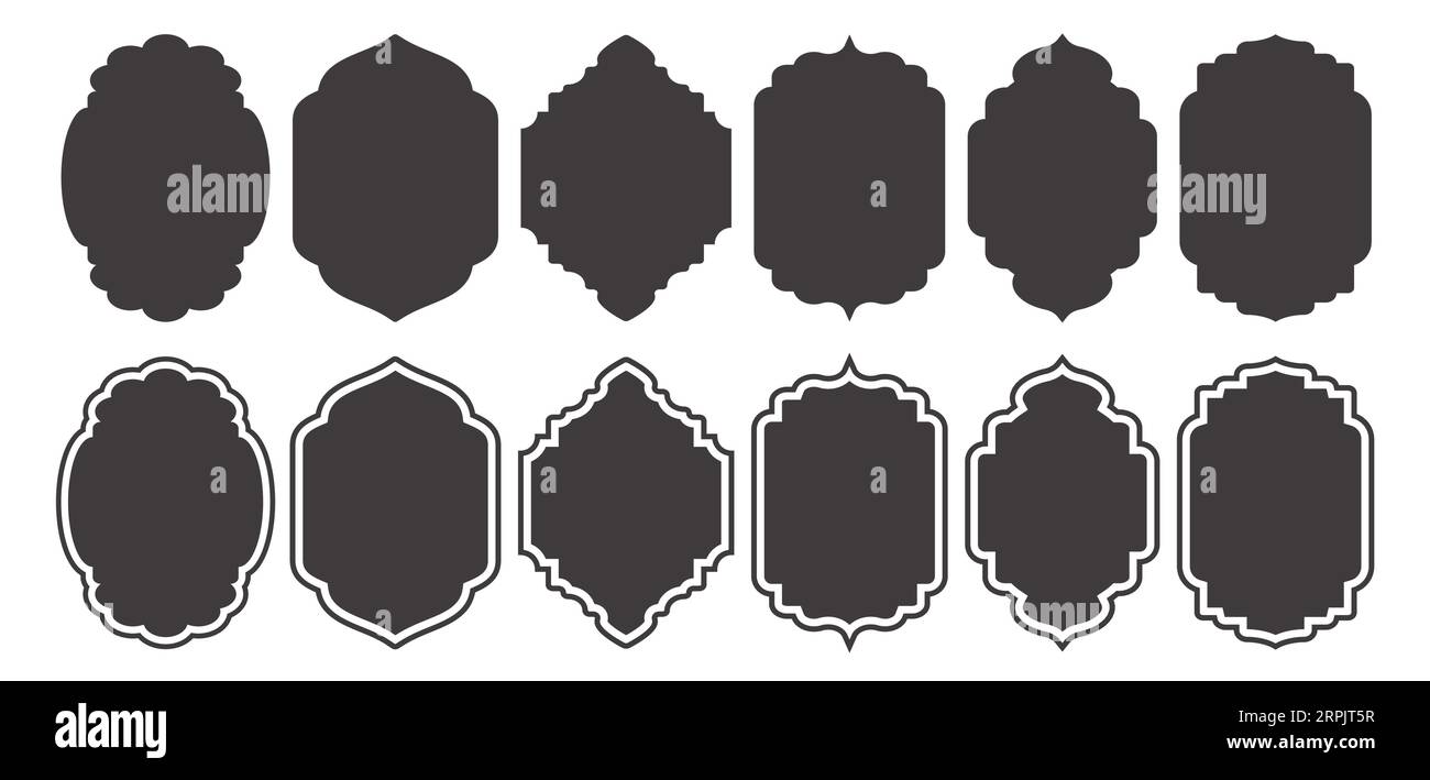 Ramadan frame shape. Islamic window and door icons set. Arabic oriental ...