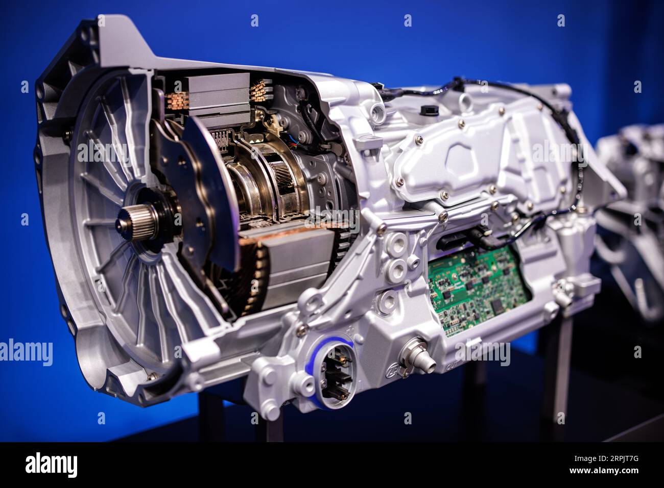 Munich, Germany. 04th Sep, 2023. An 8-speed plug-in hybrid transmission from automotive supplier ...