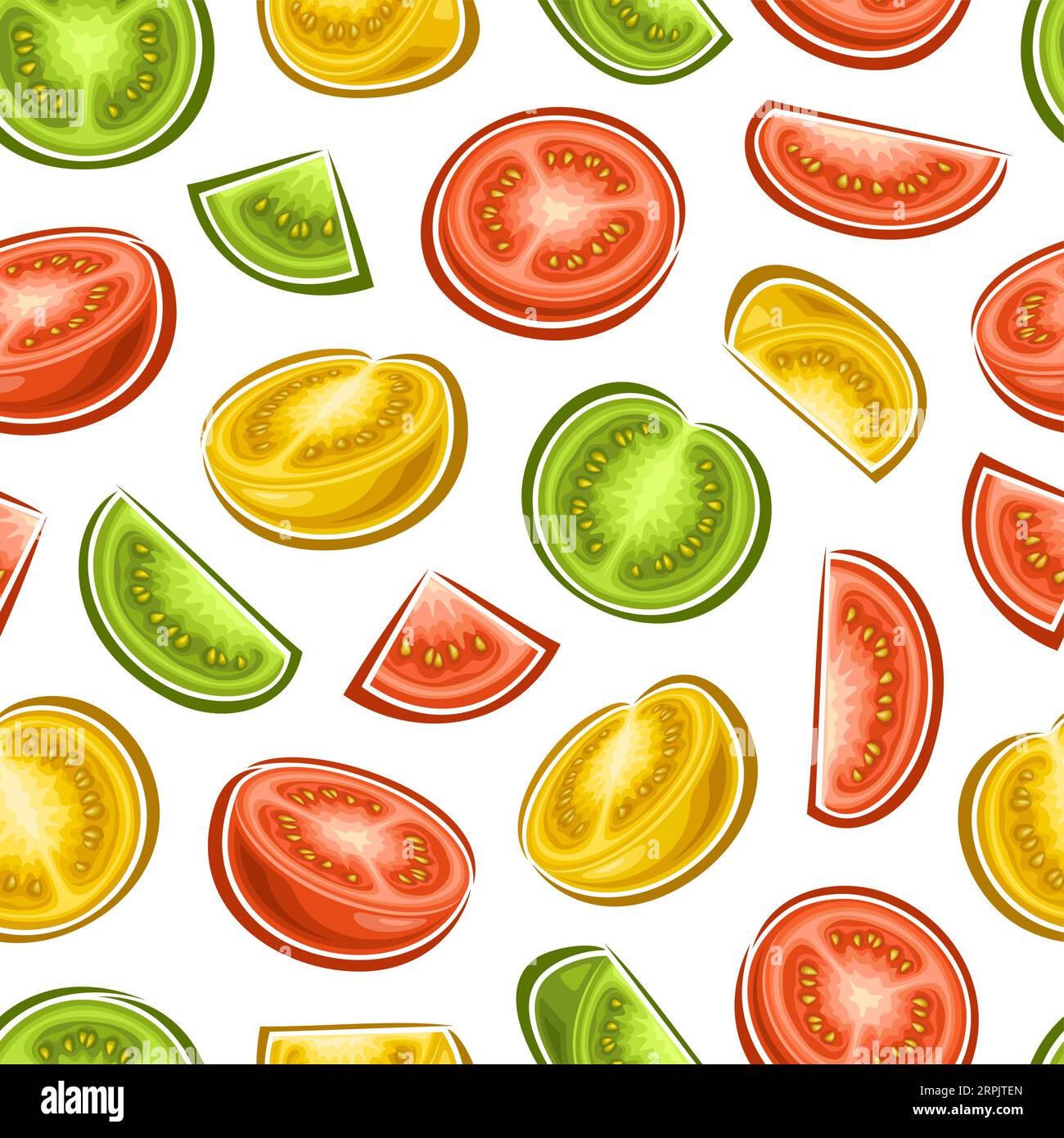 Vector Colorful Tomato seamless pattern, repeat background with chopped ...