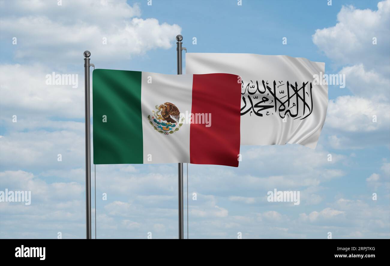 Mexico flag and Afghanistan flag waving together in the wind on blue sky Stock Photo - Alamy
