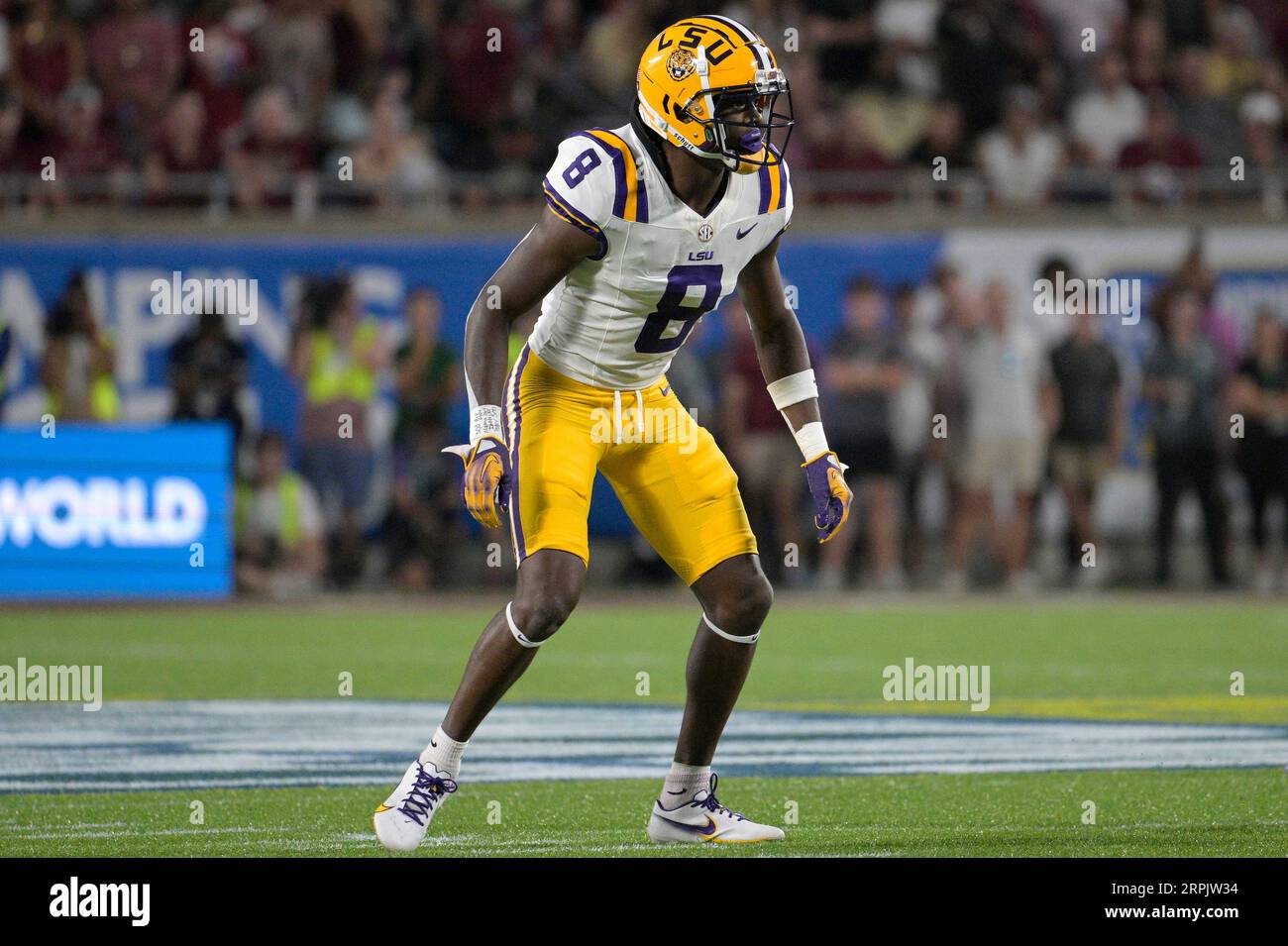 LSU safety Major Burns (8) follows a play against Florida State during ...