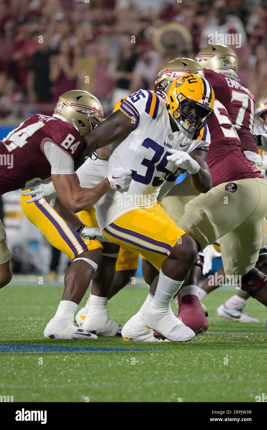 LSU defensive end Sai'vion Jones (35) follows a play against Florida ...