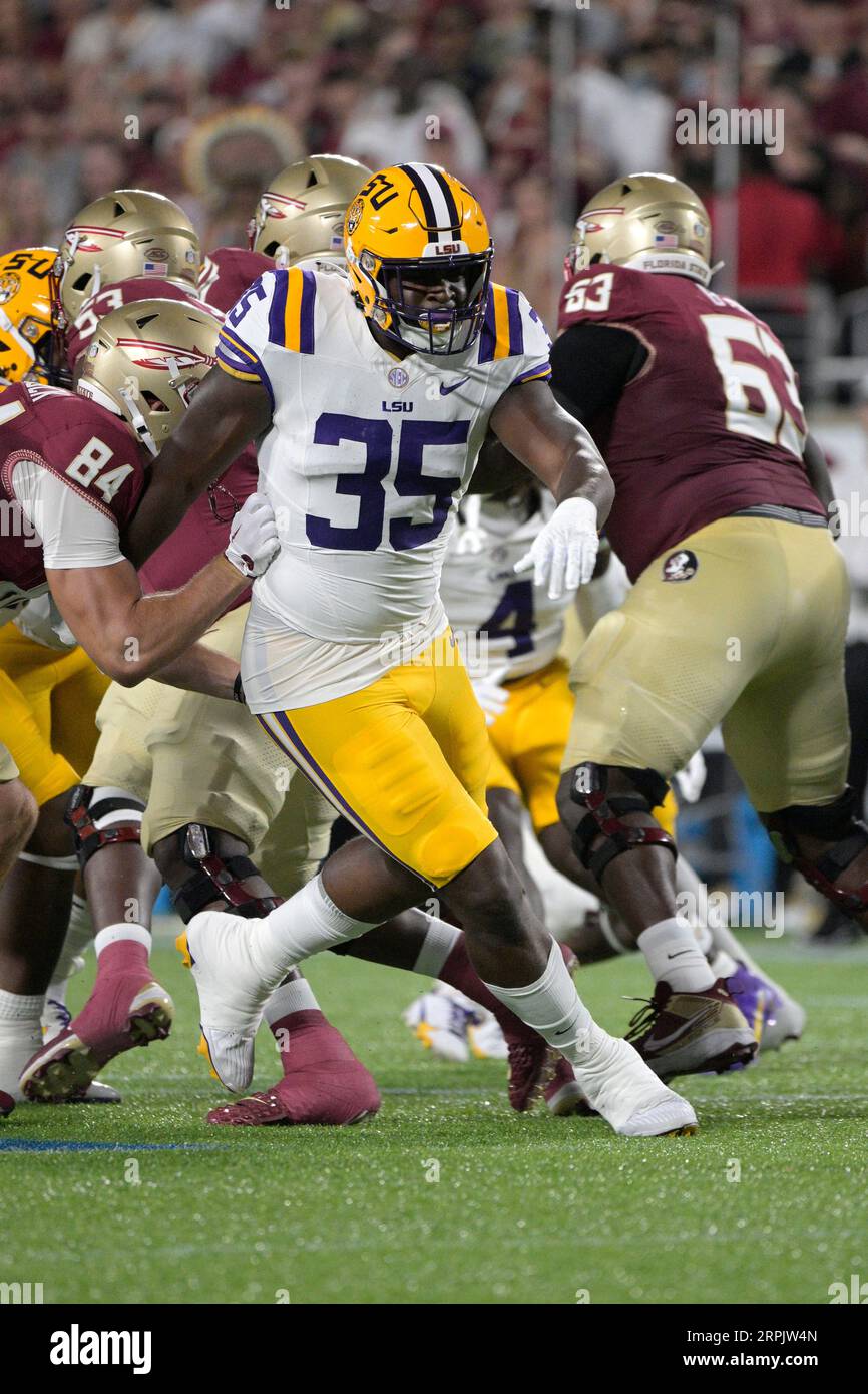 LSU defensive end Sai'vion Jones (35) follows a play against Florida ...