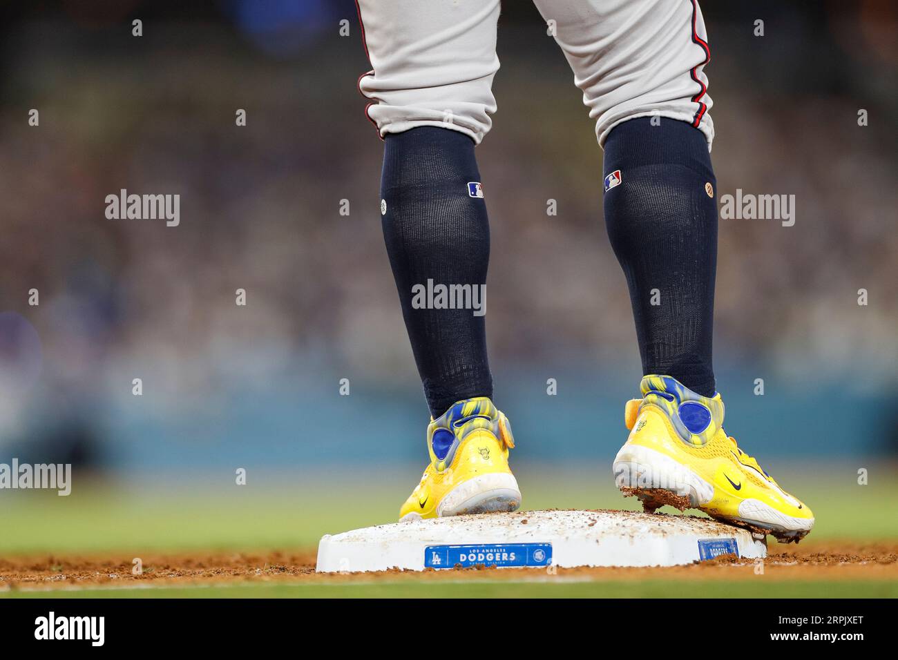 Detail view of cleats worn by Atlanta Braves right fielder Ronald Acuna ...