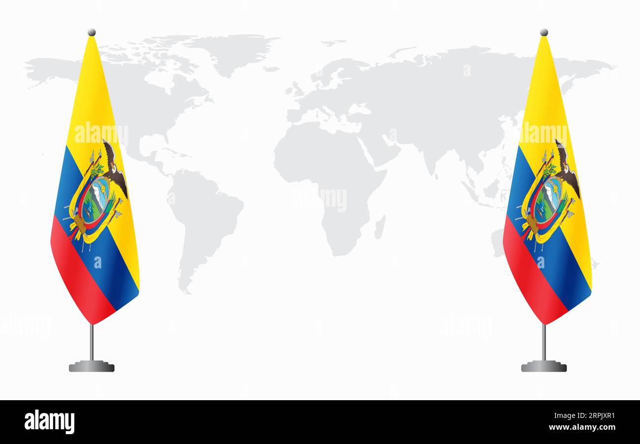 Ecuador and Ecuador flags for official meeting against background of ...