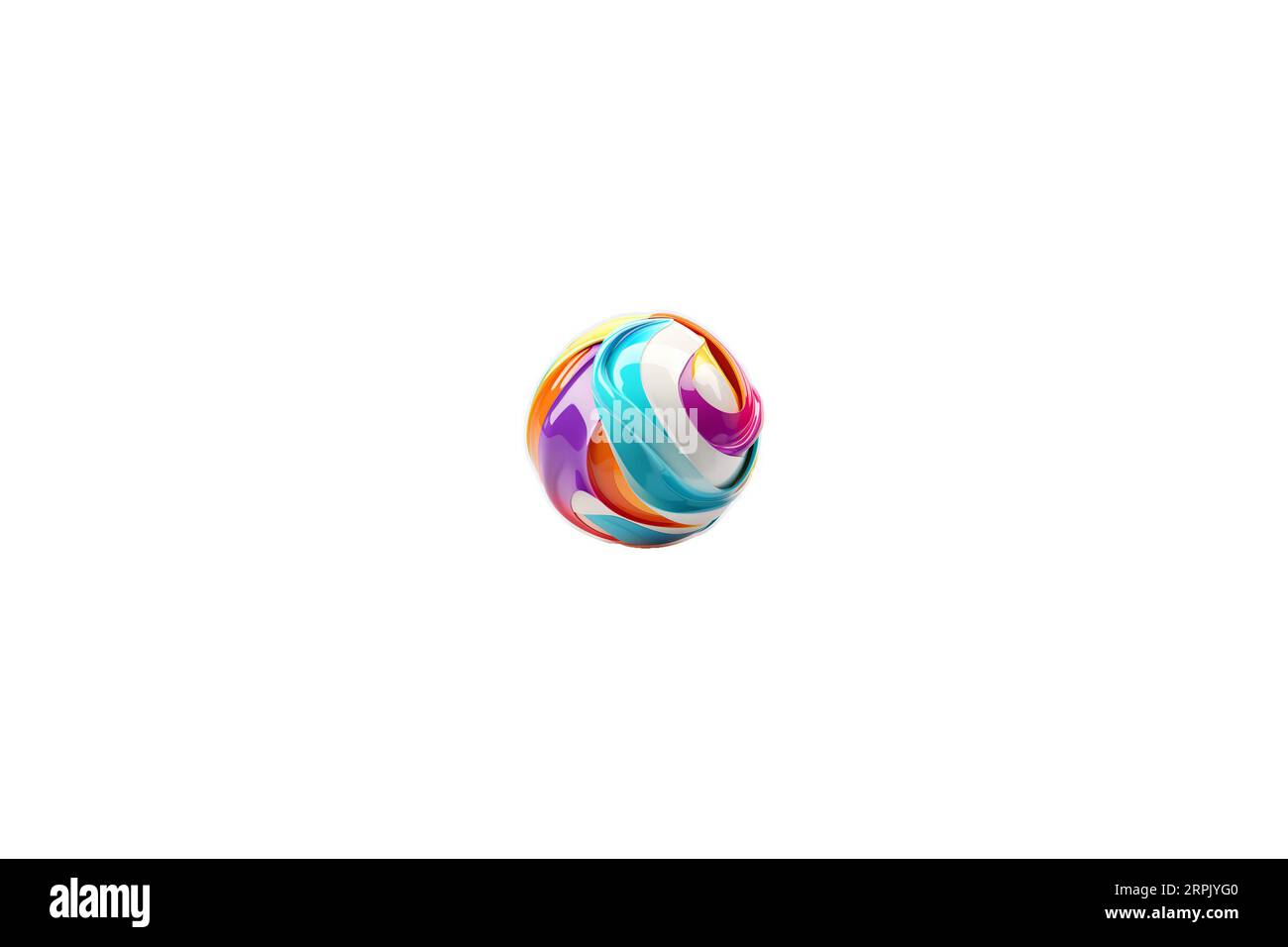 multi color design ball with square and spiral stripes on white ...