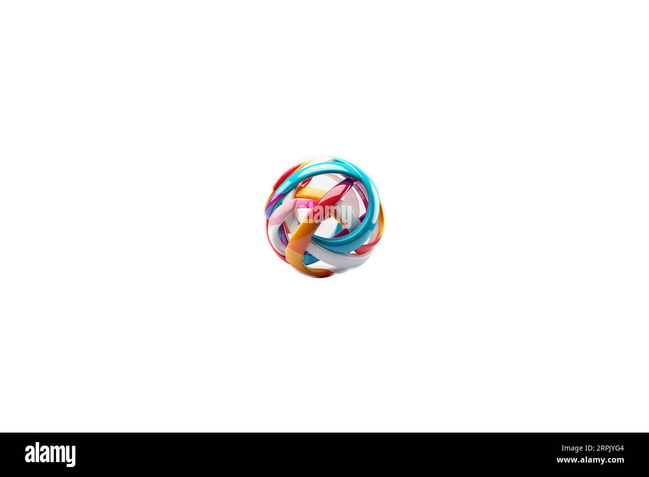multi color design ball with square and spiral stripes on white ...