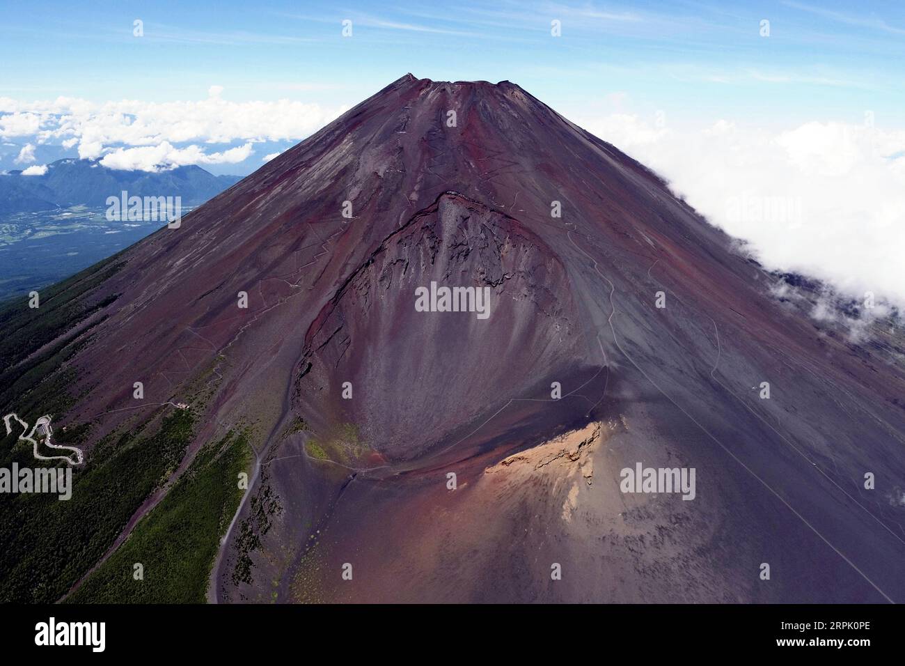 An aerial photo shows Mount Fuji in Japan on August 29, 2023.( The ...