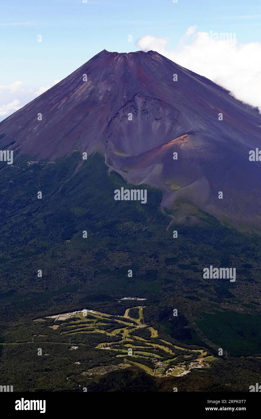 An aerial photo shows Mount Fuji in Japan on August 29, 2023.( The ...