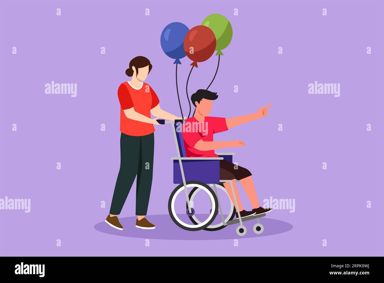 Cartoon flat style drawing disability people scene concept. Woman ...