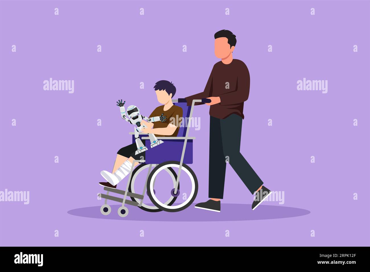 Character flat drawing of rehabilitation center for children. Father ...