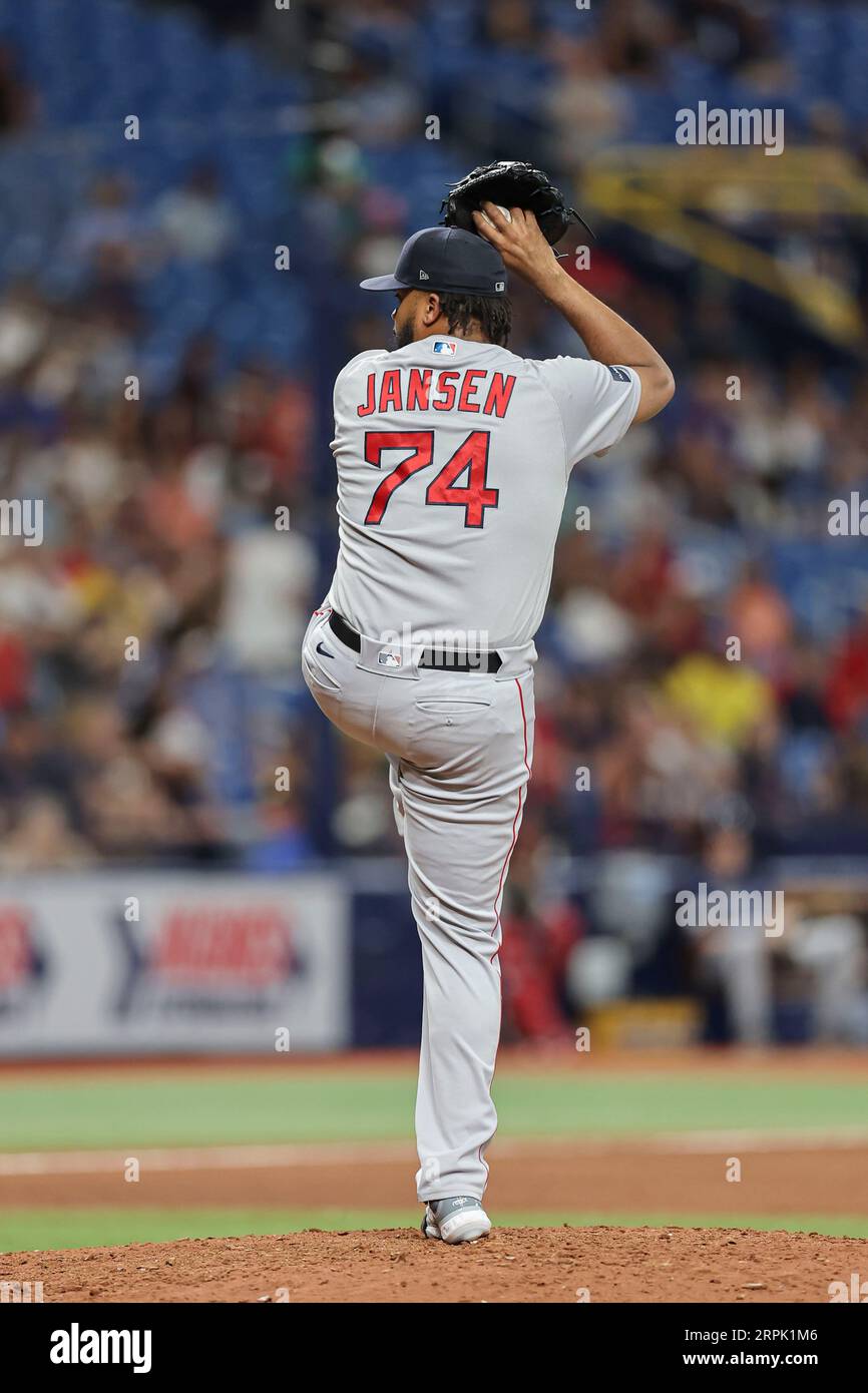 St. Petersburg, FL USA; Boston Red Sox relief pitcher Kenley Jansen (74) delivers a pitch during ...