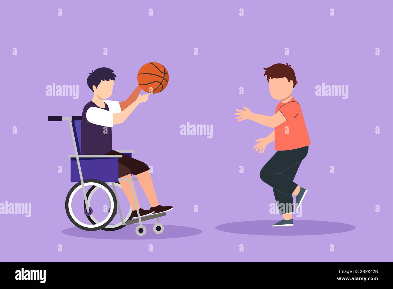 Graphic flat design drawing happy lifestyle of disabled people concept ...