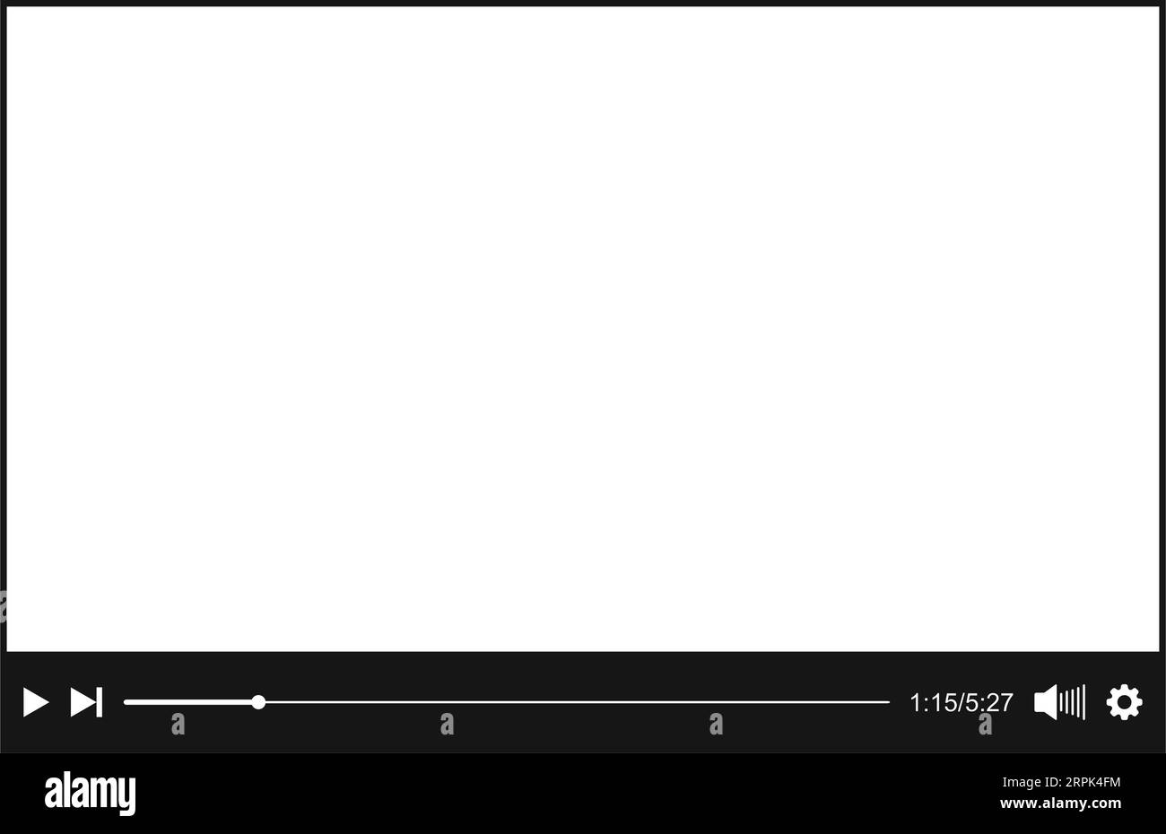 Video player template. Online movie empty digital screen with buttons ...