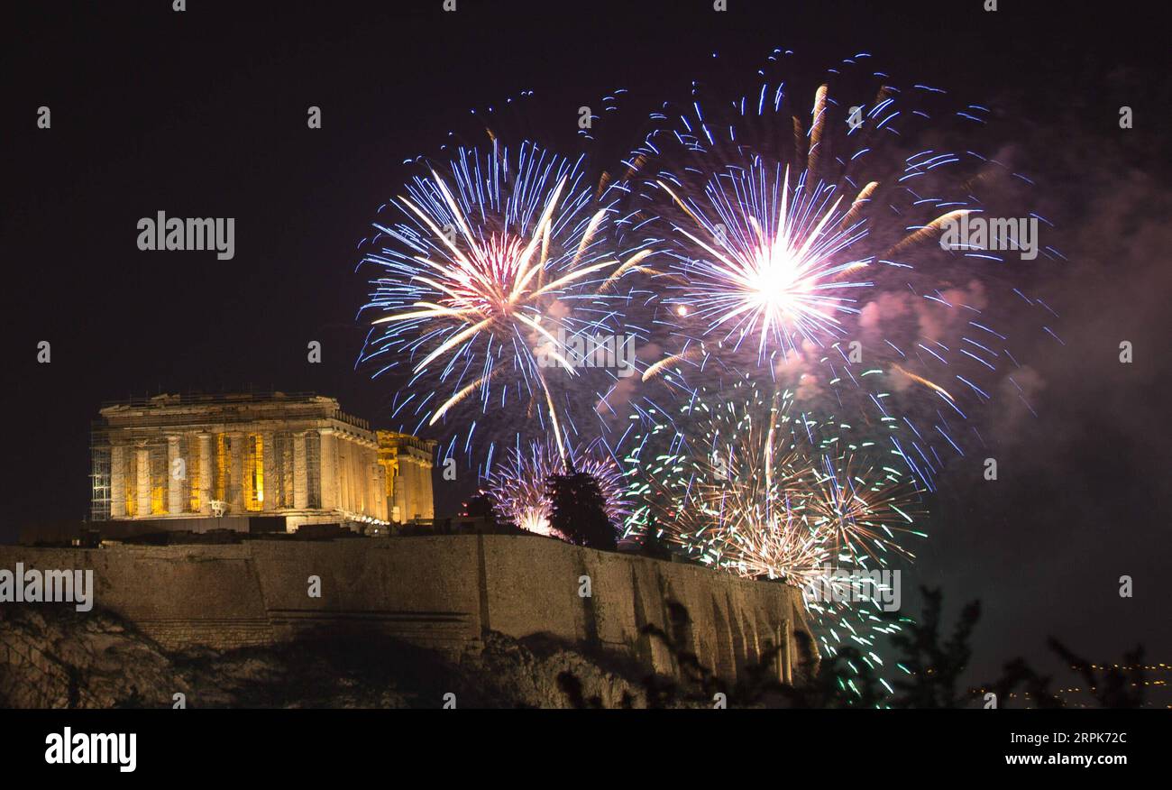 Acropolis fireworks hi-res stock photography and images - Alamy