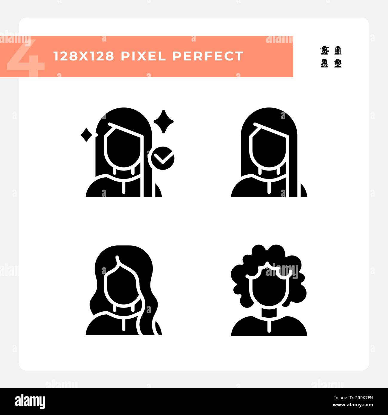 Pixel perfect haircare glyph style icons collection Stock Vector Image ...