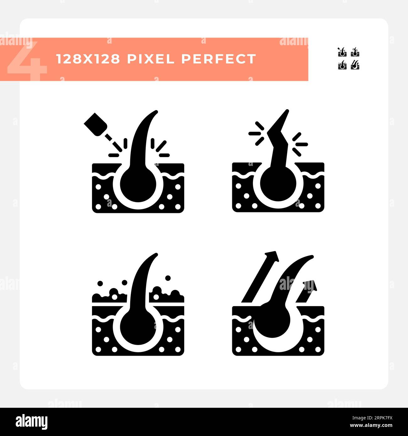 2D pixel perfect haircare glyph style icons set Stock Vector Image ...