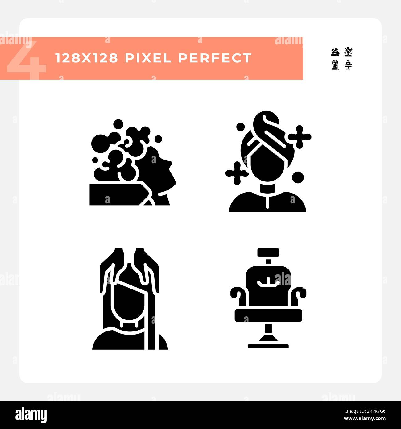 2D pixel perfect haircare glyph style icons pack Stock Vector Image ...
