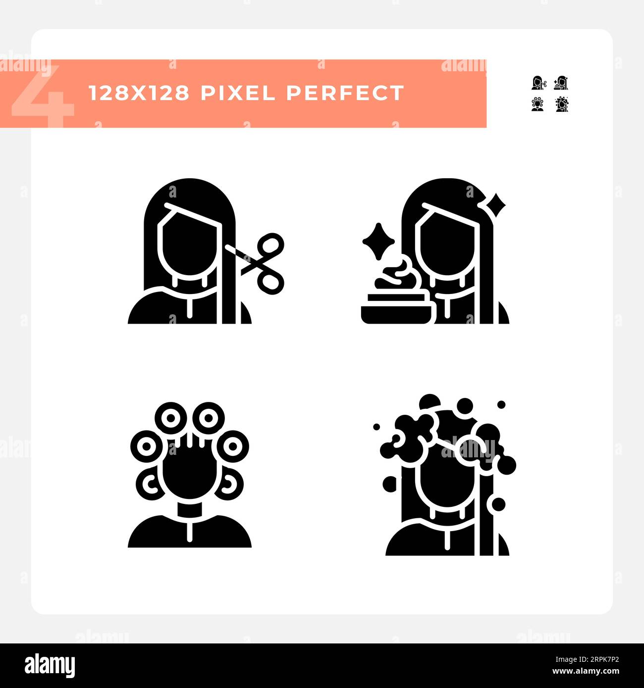 Collection of pixel perfect haircare glyph style icons Stock Vector ...