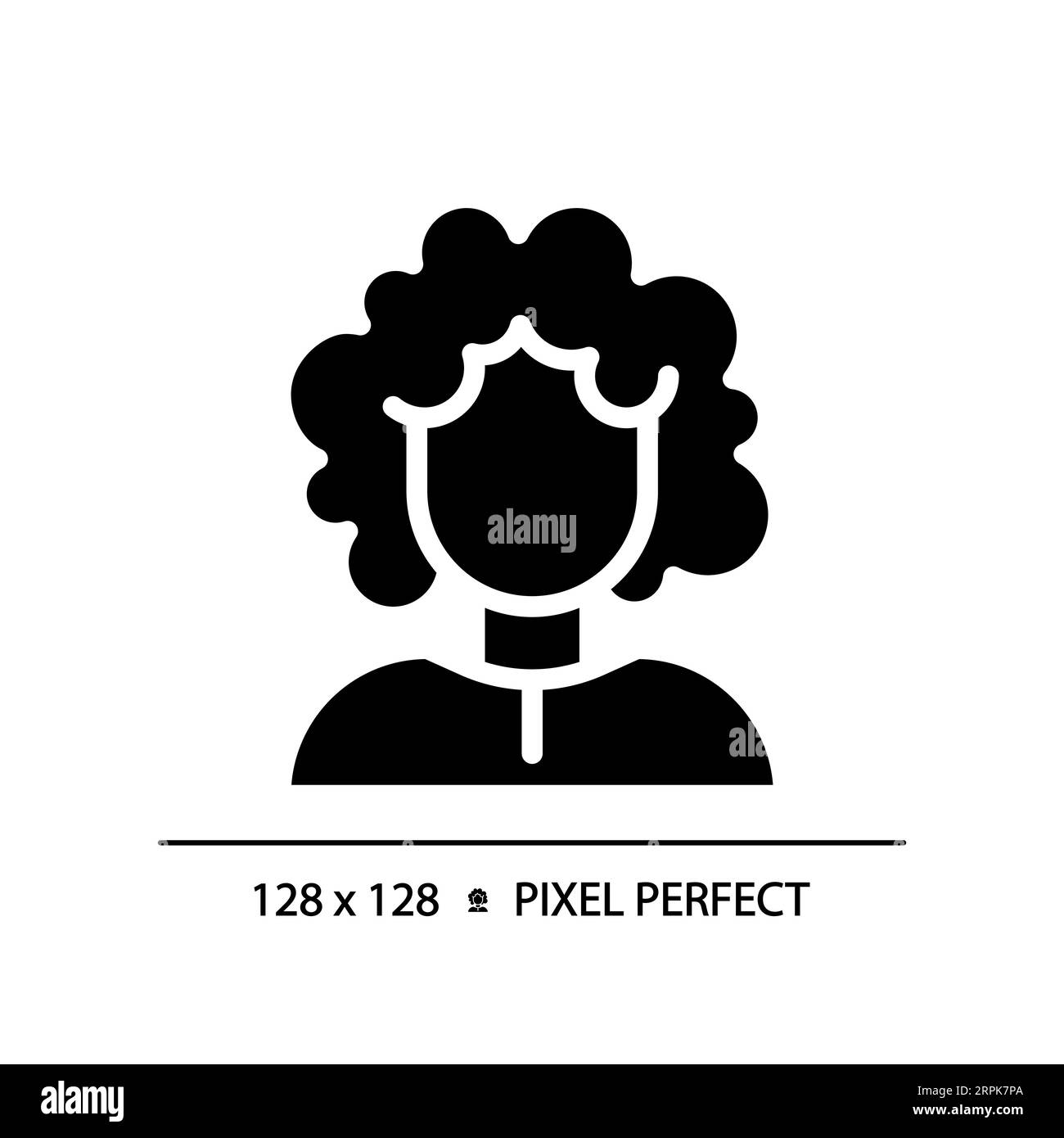 2D woman with curly hair simple glyph style icon Stock Vector Image ...