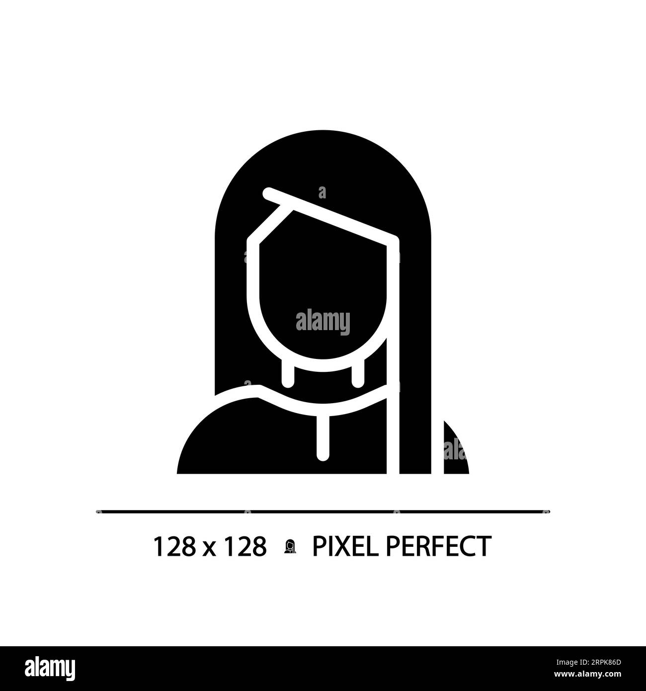 2D woman with straight hairstyle glyph style icon Stock Vector Image ...