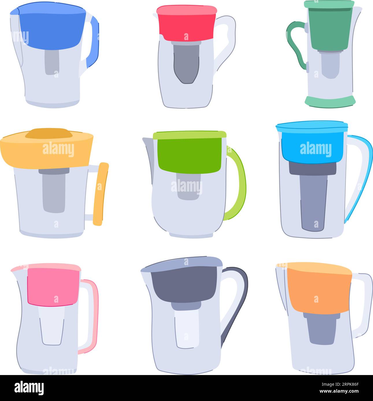 water pitcher set cartoon vector illustration Stock Vector Image & Art ...