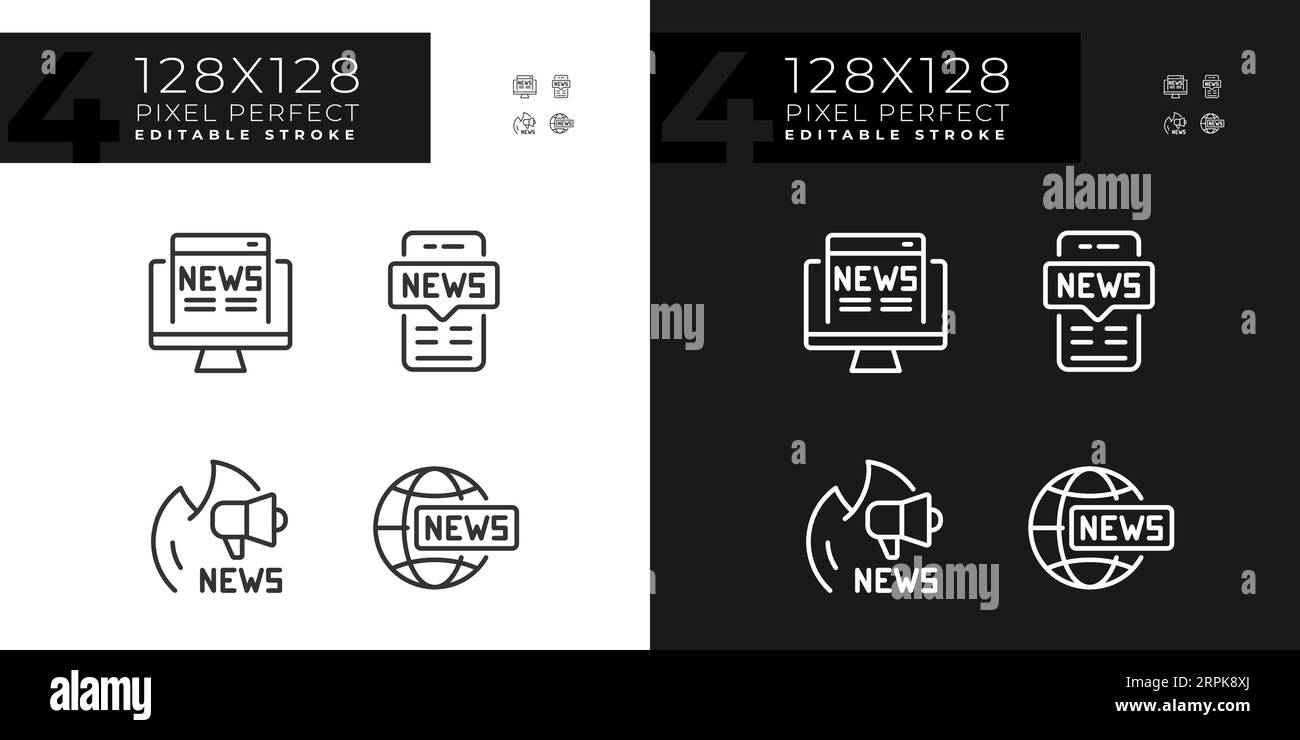 Editable pixel perfect journalism icons pack Stock Vector Image & Art ...