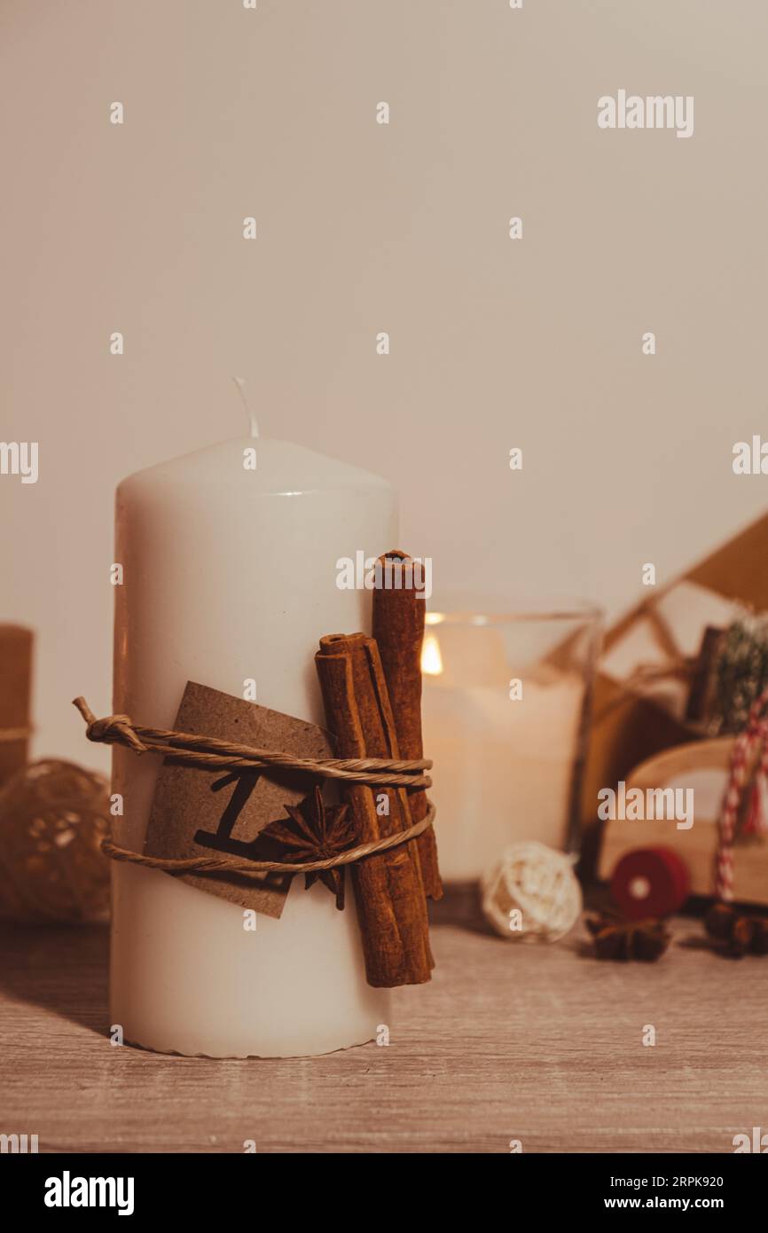 Candle with advent calendar Traditional Burning Christmas Wax Candles ...