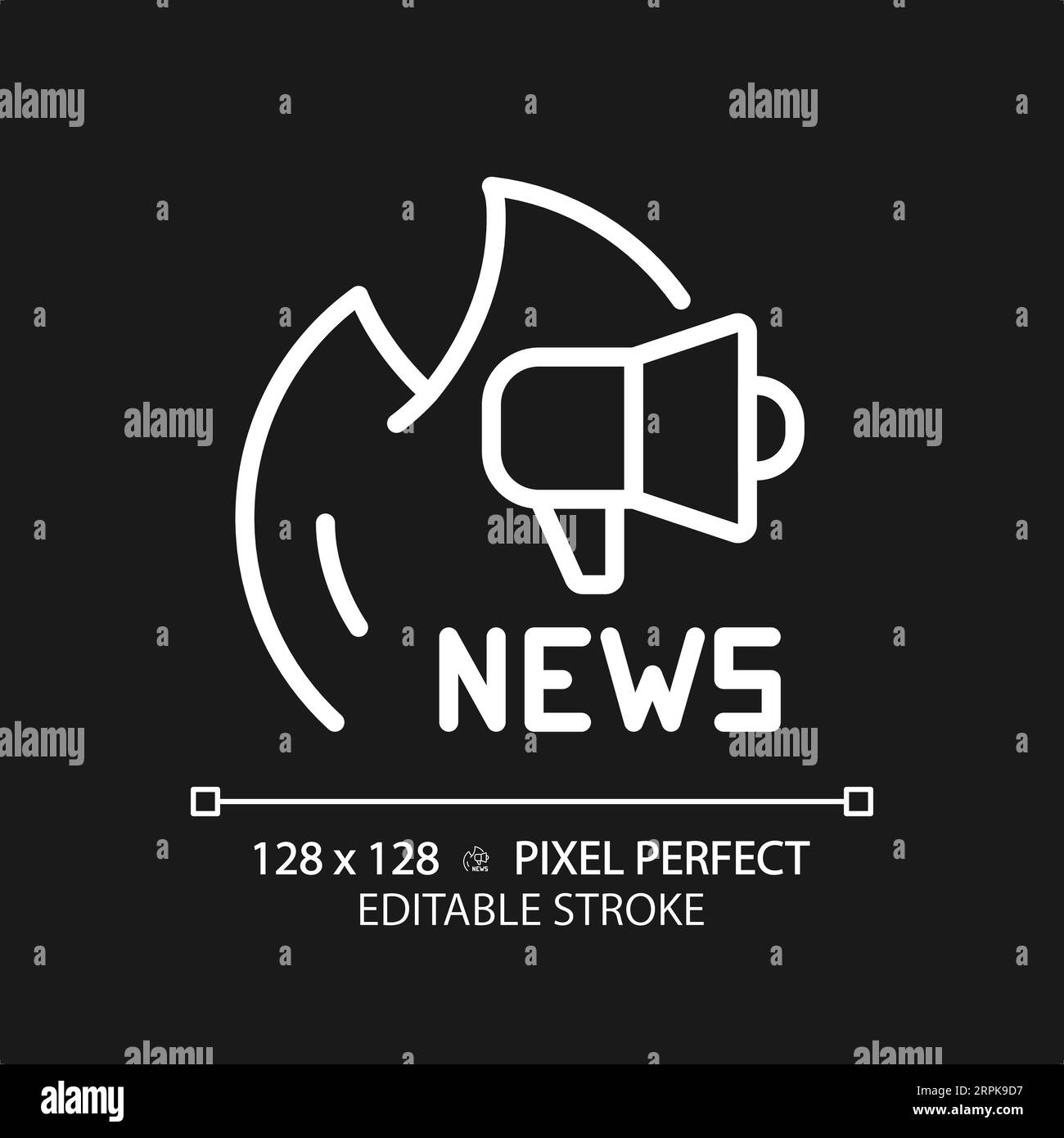 2D customizable thin linear white news broadcast icon Stock Vector ...