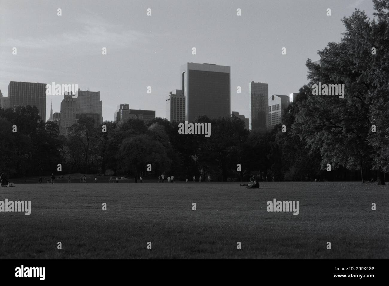 View across Central Park skyline in New York City in the 1990s Stock ...