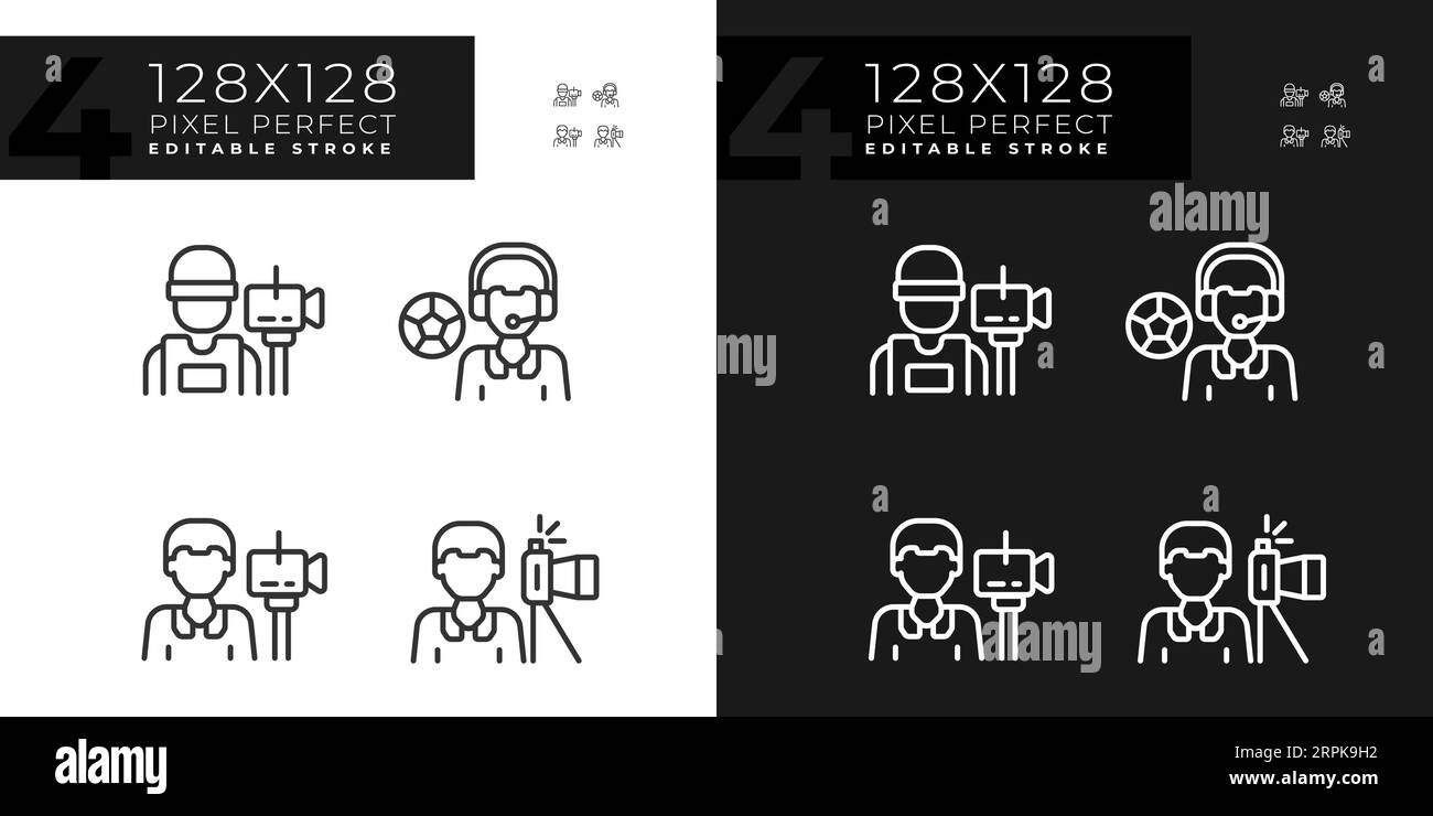 2D editable dark and light journalism icons set Stock Vector Image ...