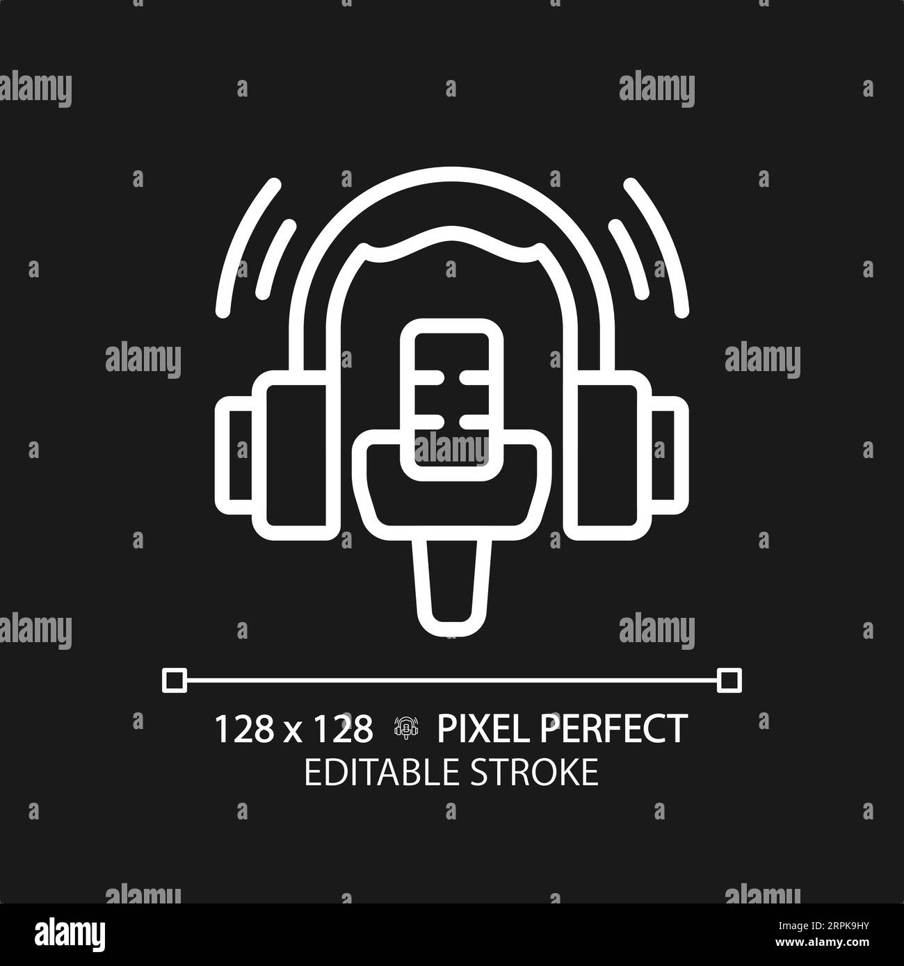 2D customizable thin linear white broadcasting icon Stock Vector Image & Art - Alamy