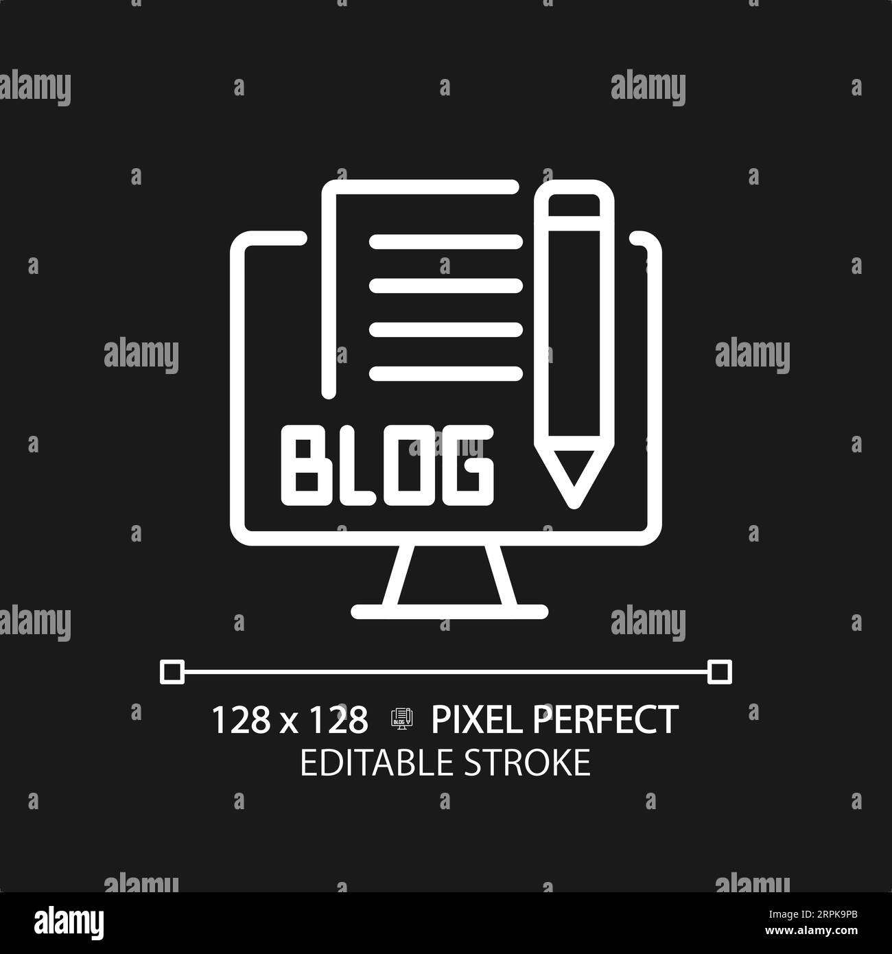 2D customizable thin linear white blog icon Stock Vector Image & Art ...