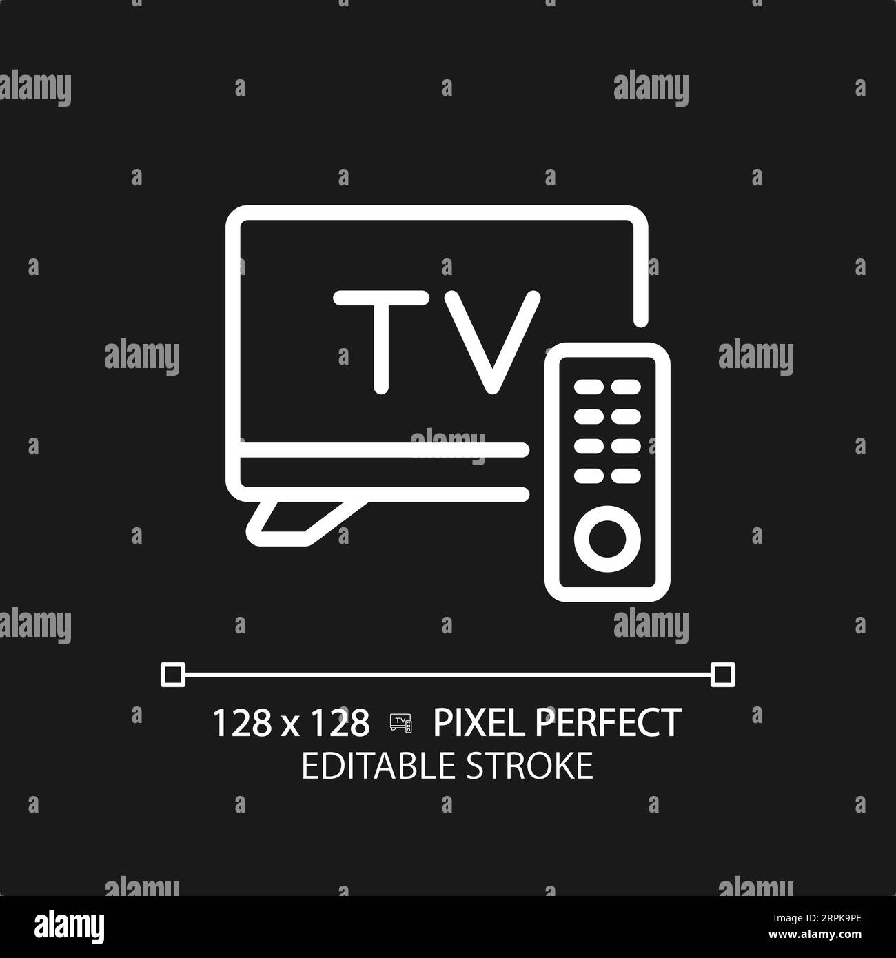 2D customizable thin linear white television set icon Stock Vector ...
