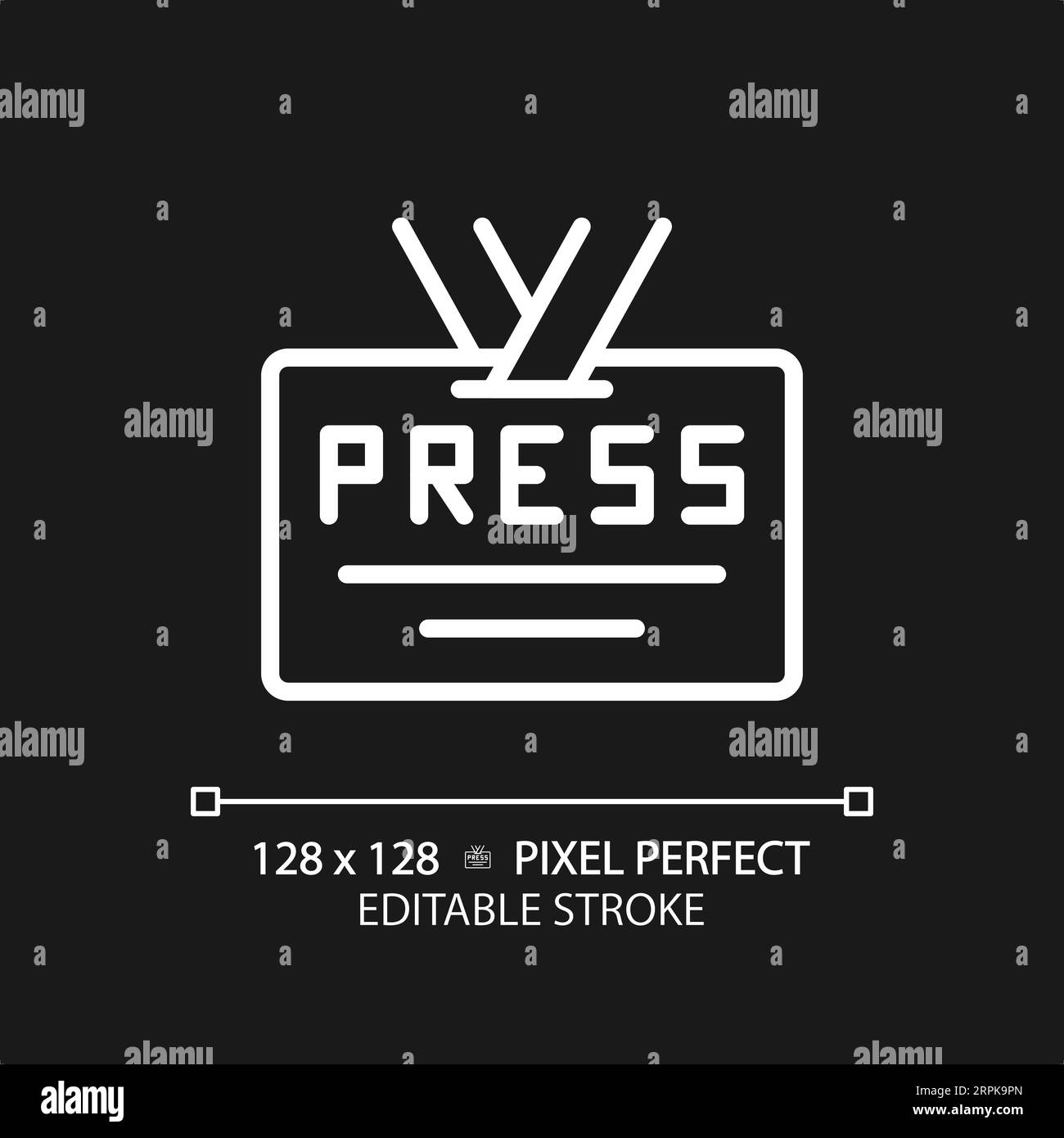 2D customizable thin linear white press ID card icon Stock Vector Image & Art - Alamy