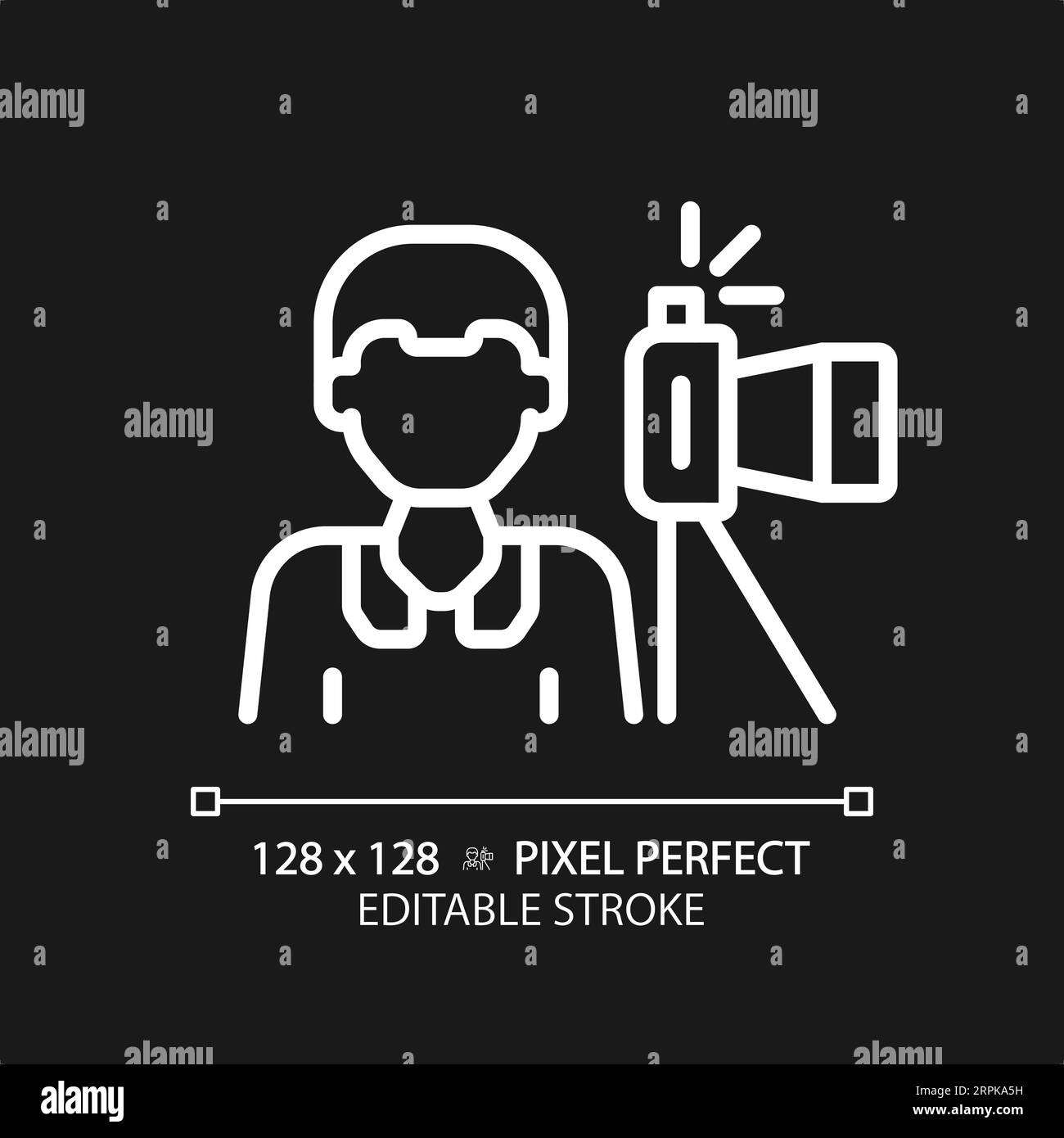 2D customizable thin linear white photojournalist icon Stock Vector Image & Art - Alamy