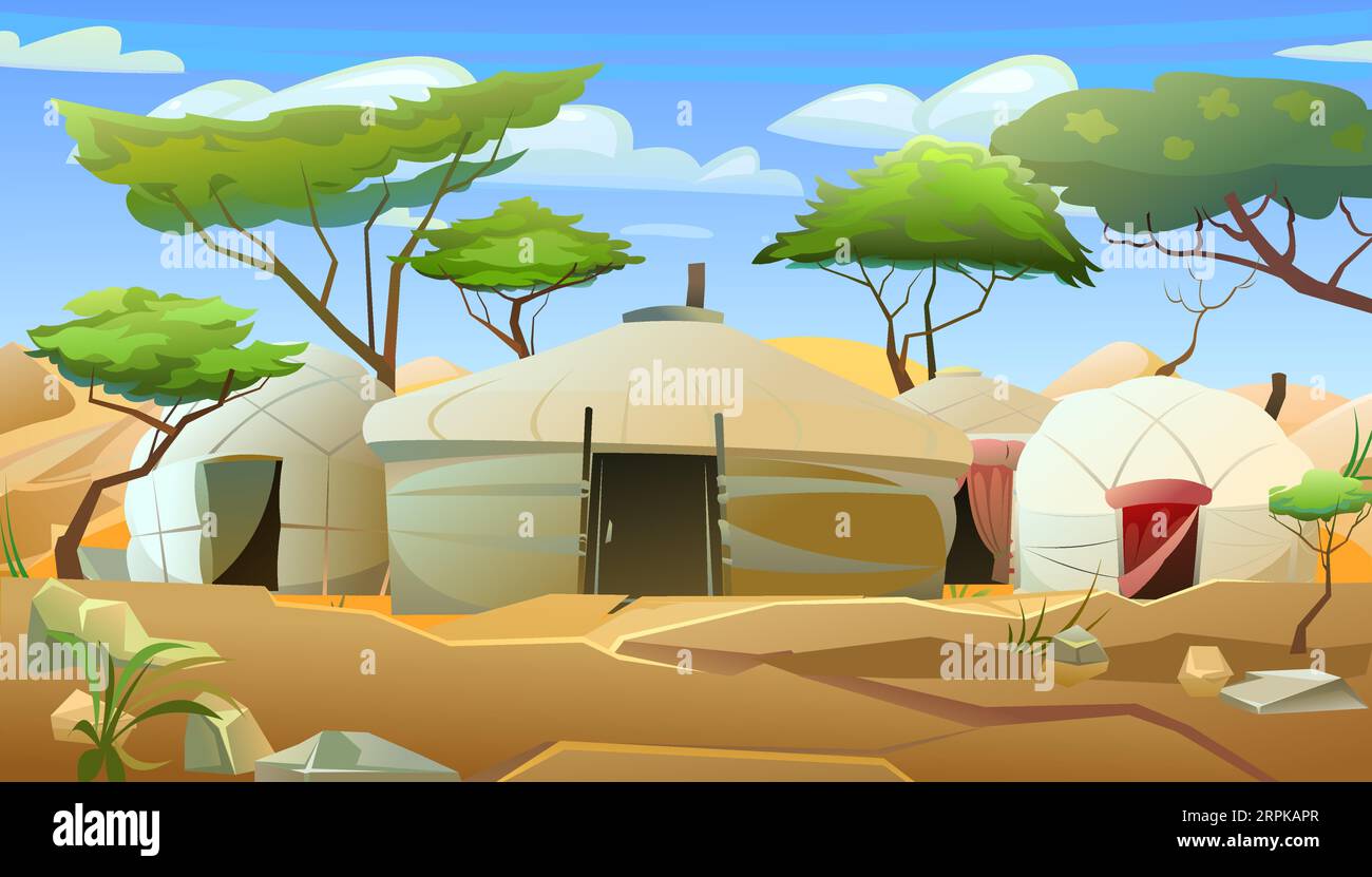 Yurt in tundra. Dwelling of northern nomadic peoples in Arctic. From ...