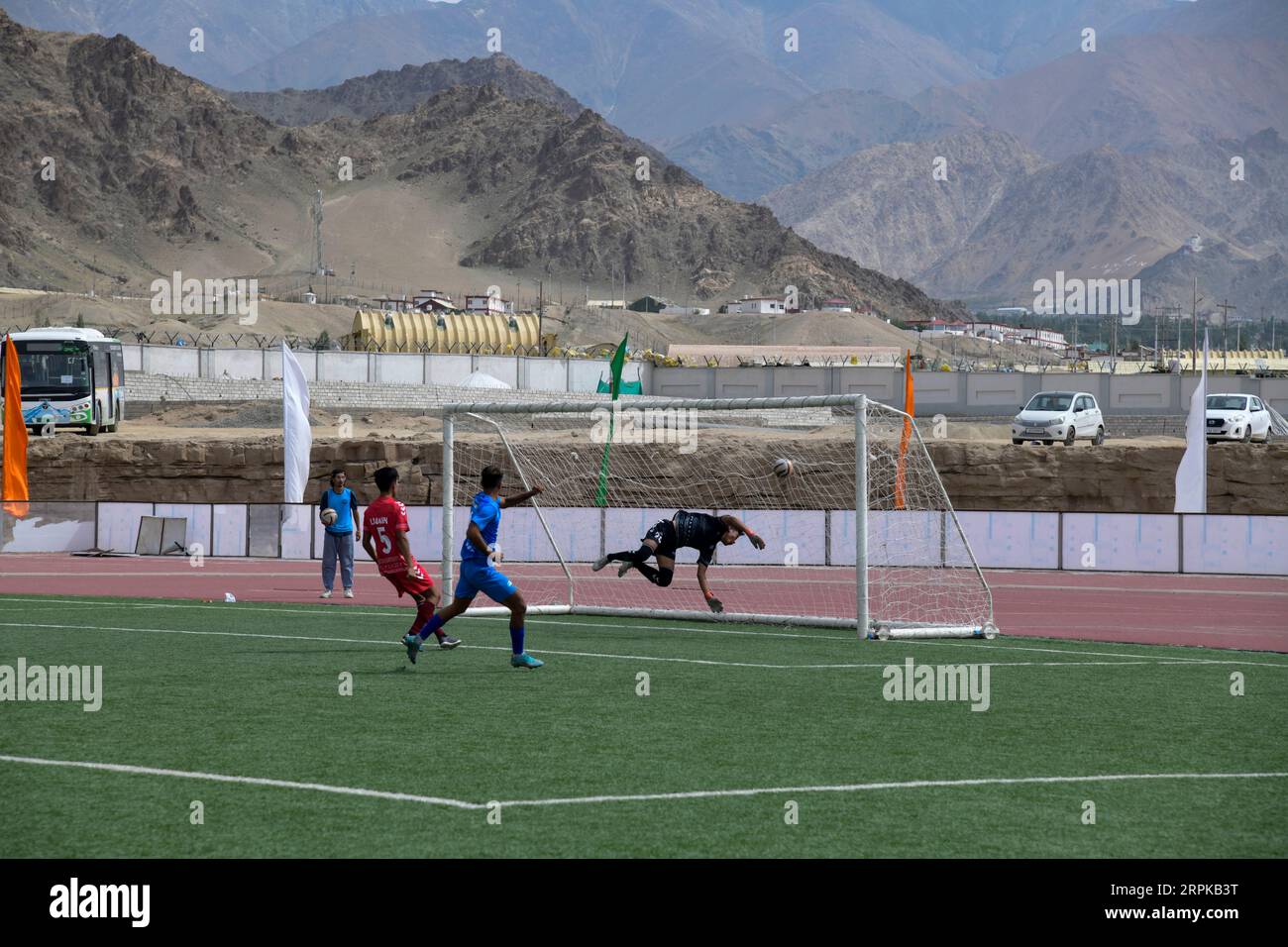 A player scores a goal during “climate cup” a first of its kind ...