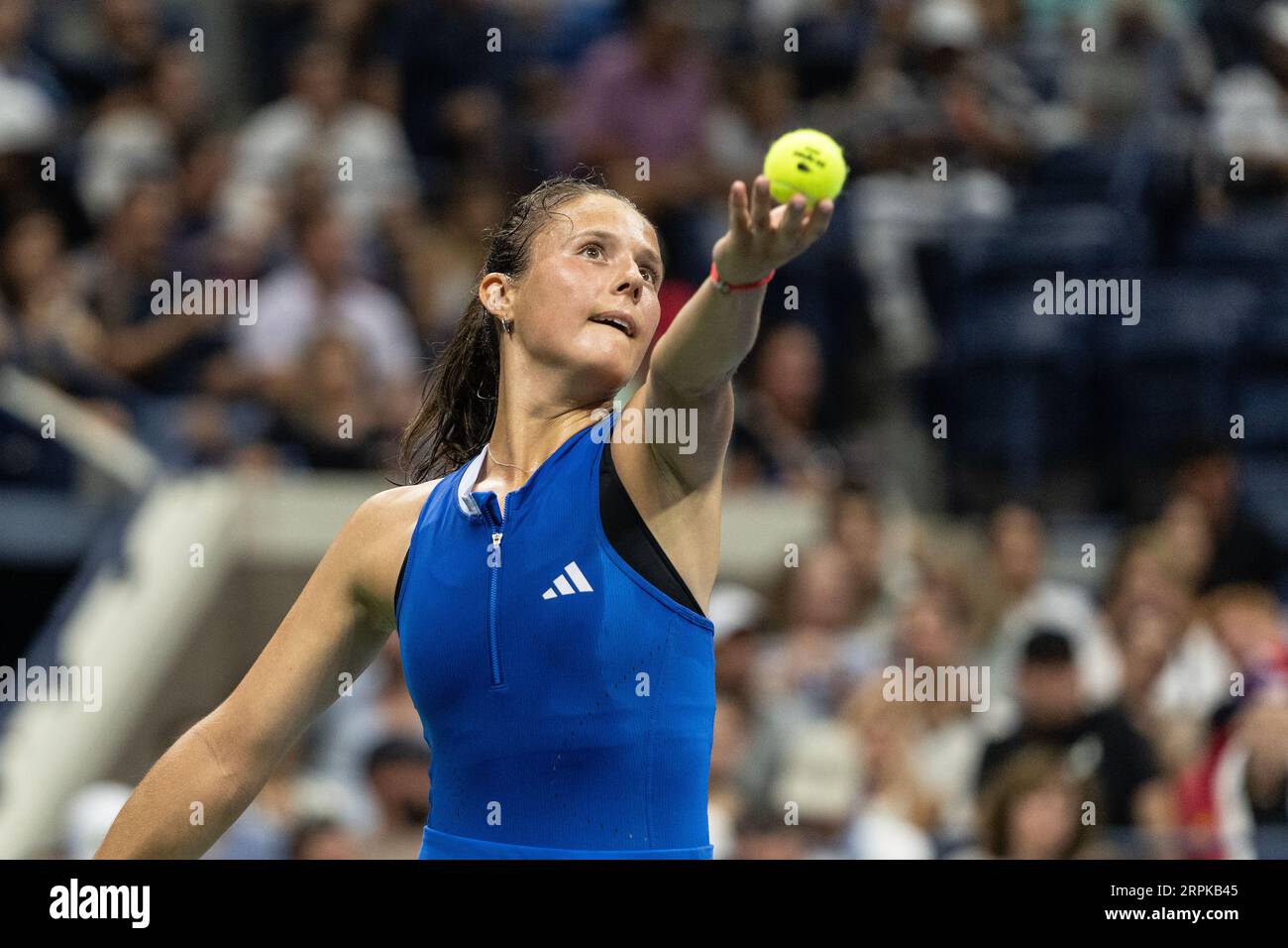 Daria Kasatkina serves during 4th round against Aryna Sabalenka at the ...