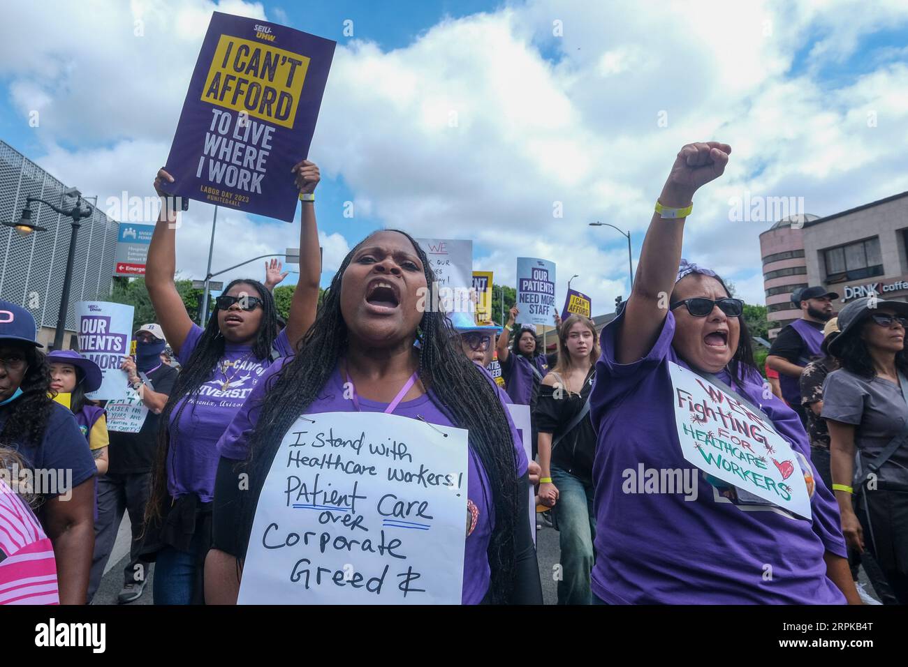 Los Angeles, United States. 04th Sep, 2023. Health care workers and ...