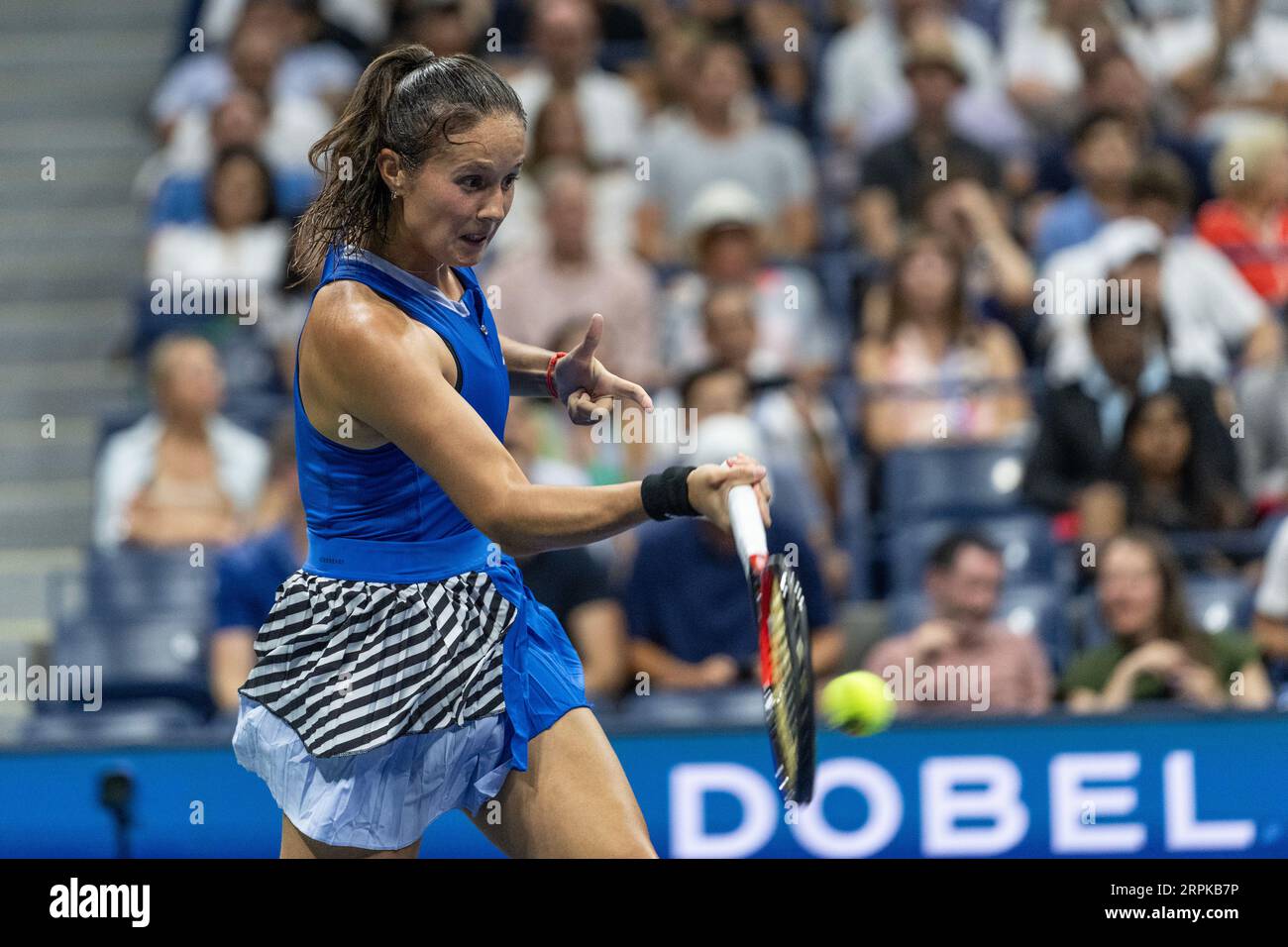 Daria Kasatkina returns ball during 4th round against Aryna Sabalenka ...