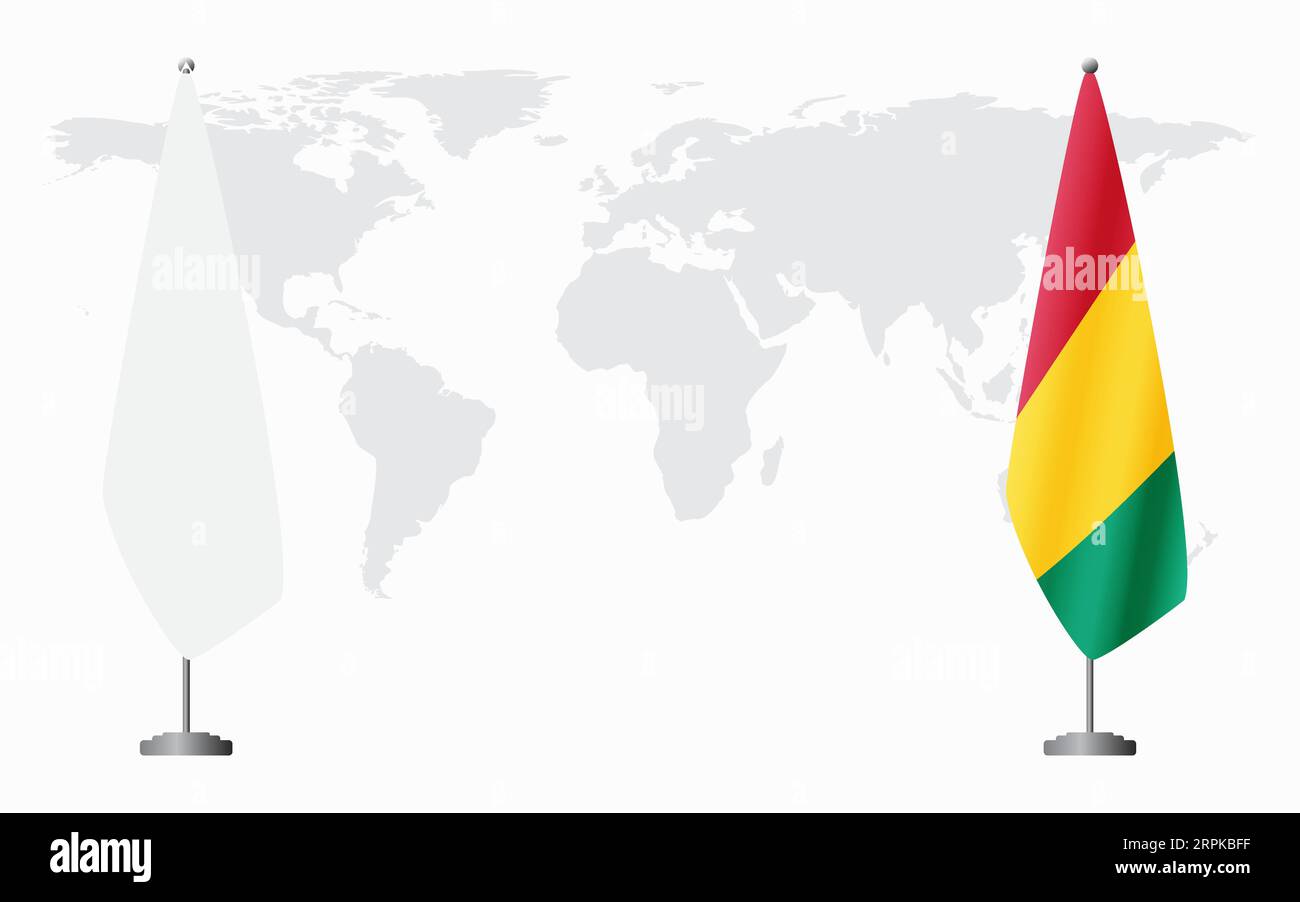 Ecuador and Guinea flags for official meeting against background of ...