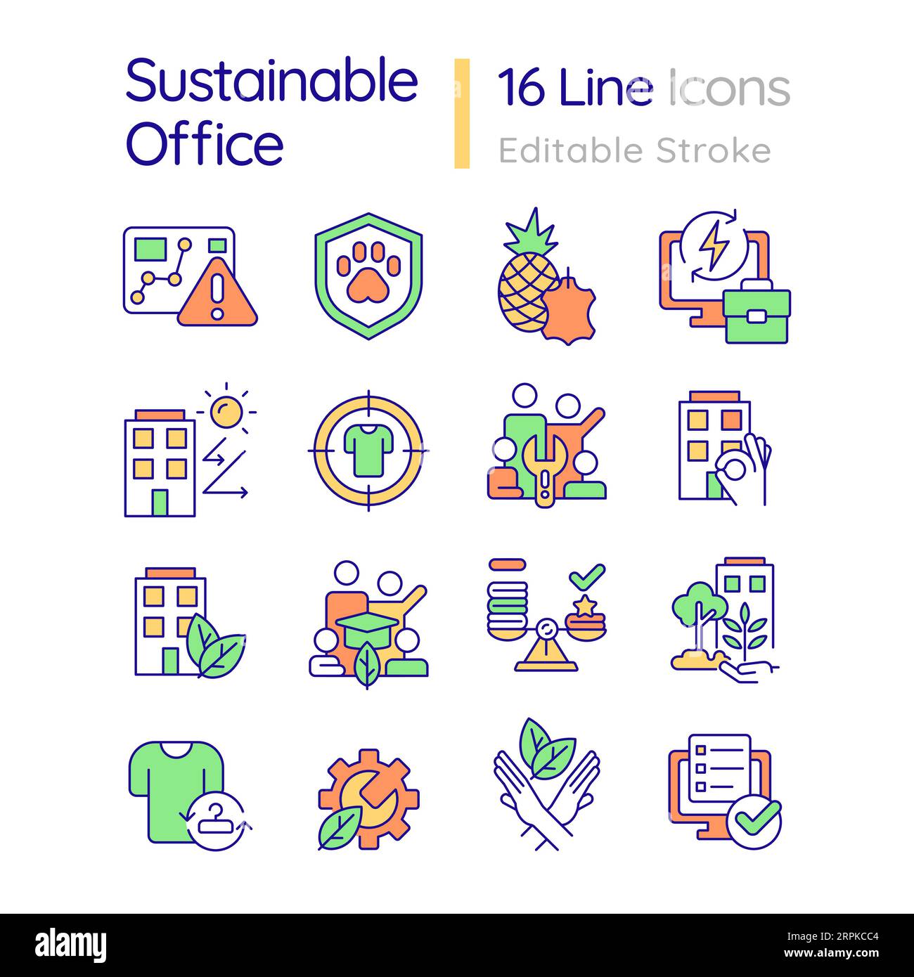 Customizable multicolor icon set for sustainable office Stock Vector ...