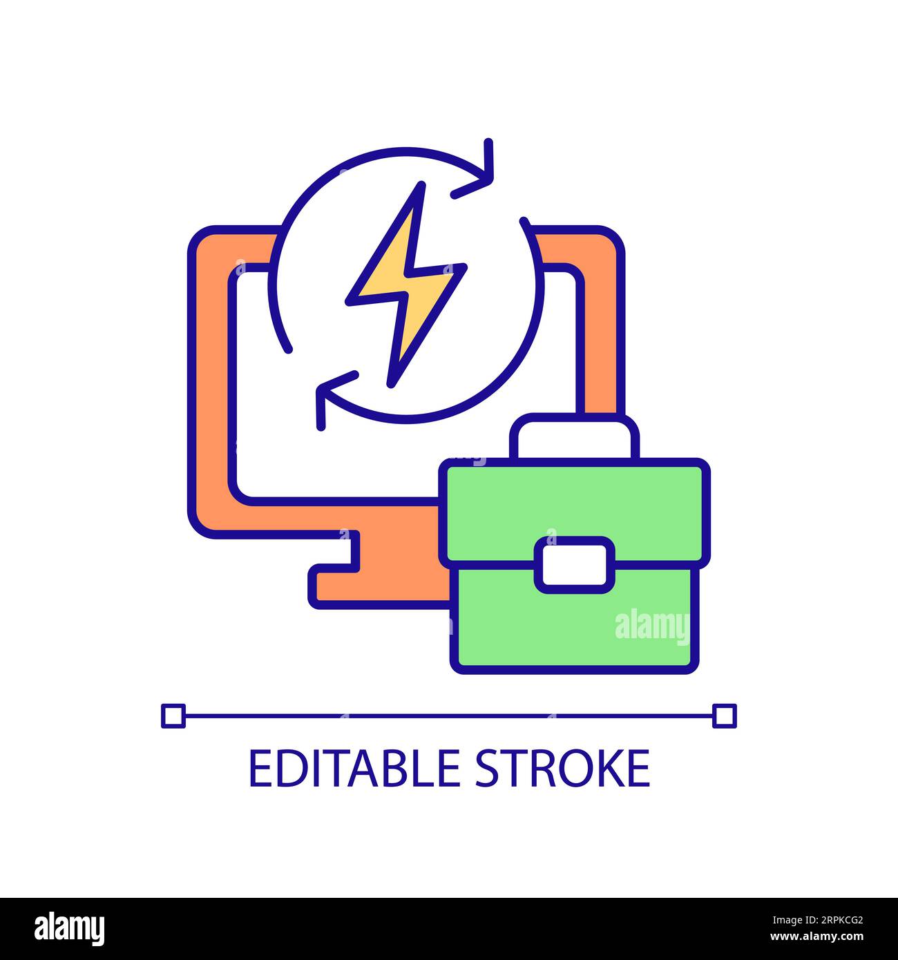 2D thin line colorful energy efficiency icon Stock Vector Image & Art ...