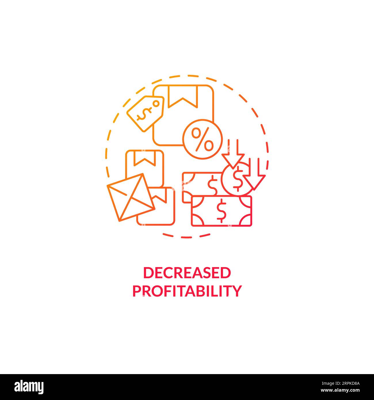 2D gradient decreased profitability line icon concept Stock Vector ...