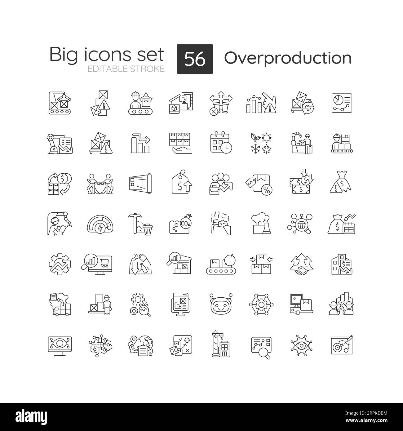 Factory production process icons infographic Black and White Stock ...