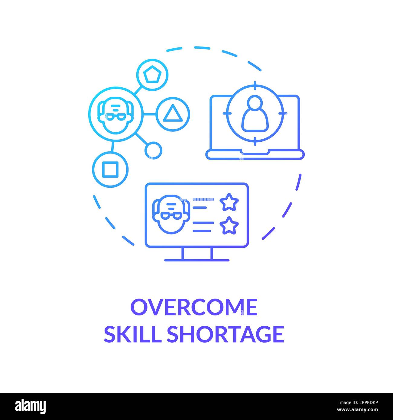 2D gradient overcome skill shortage thin line concept Stock Vector ...