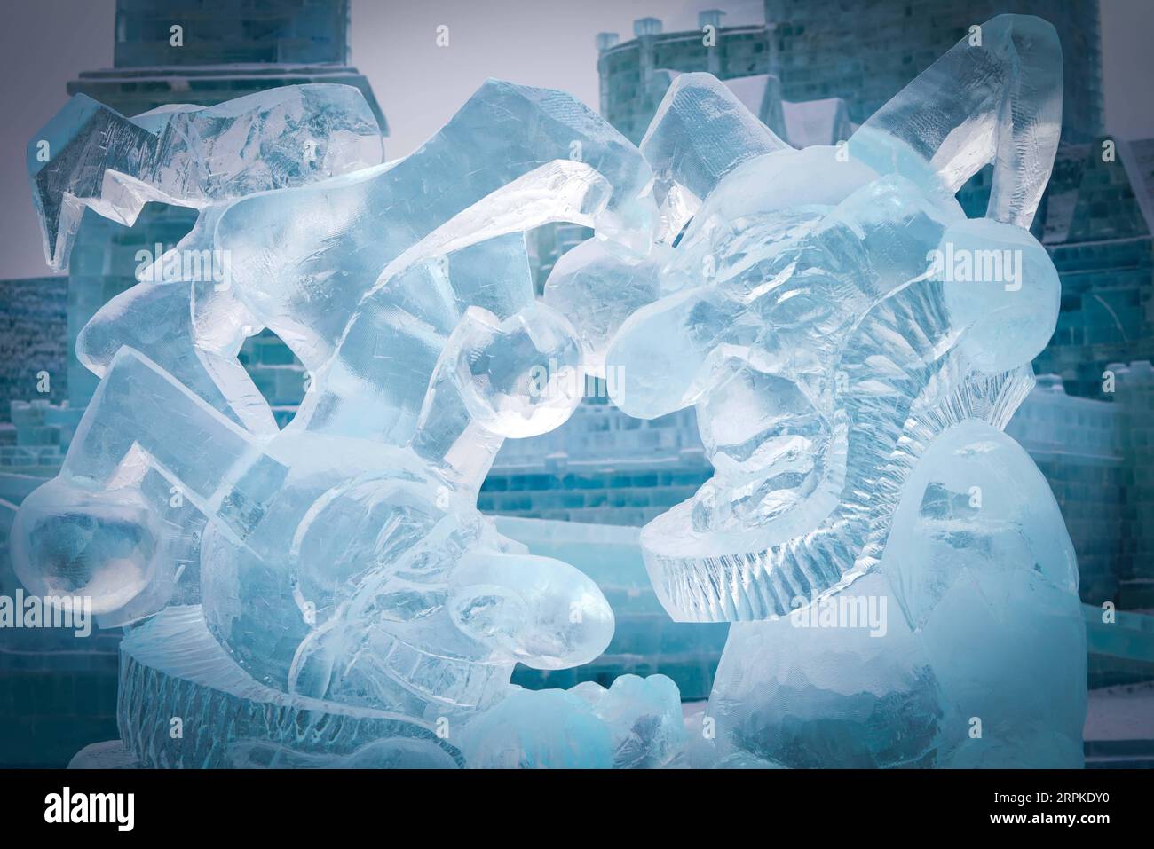 200109 -- HARBIN, Jan. 9, 2020 -- An ice sculpture is pictured at the ...