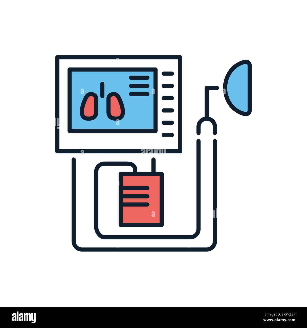 Medical ventilator related vector icon. Ventilator with image of lungs ...