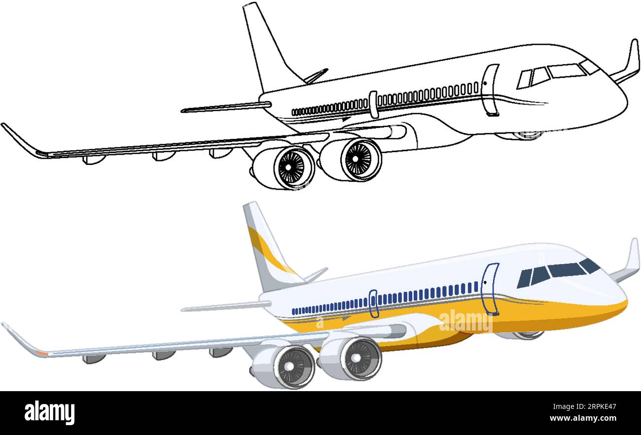 A simple commercial airline airplane flying with its outline for ...